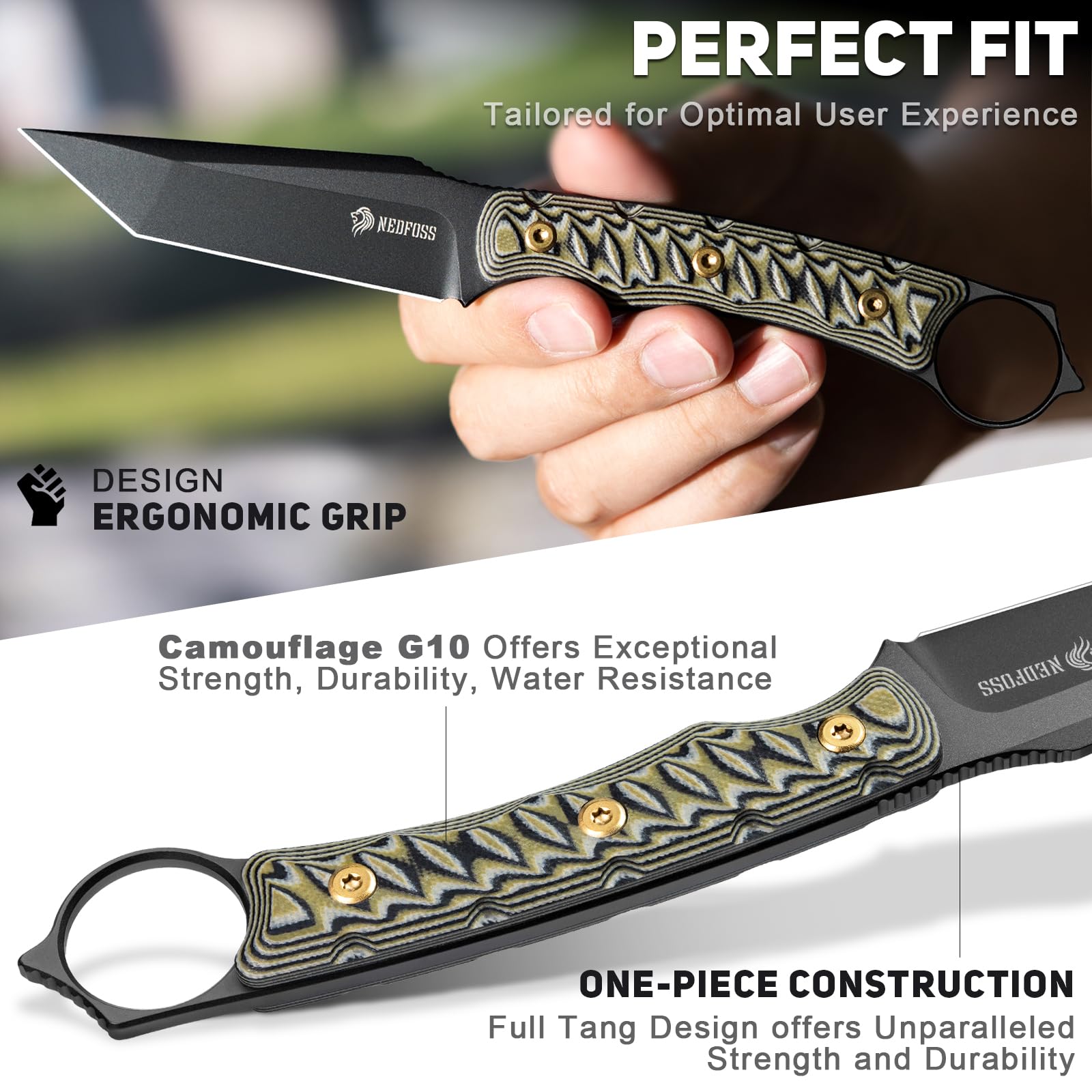 Snapklik.com : NedFoss PIONEER Small EDC Fixed Blade Knife - 3.4" Full ...