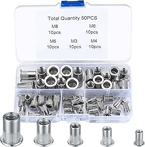 50 Piece Pull Rivet Nuts Stainless Steel Set, M3 M4 M5 M6 M8 Blind ...