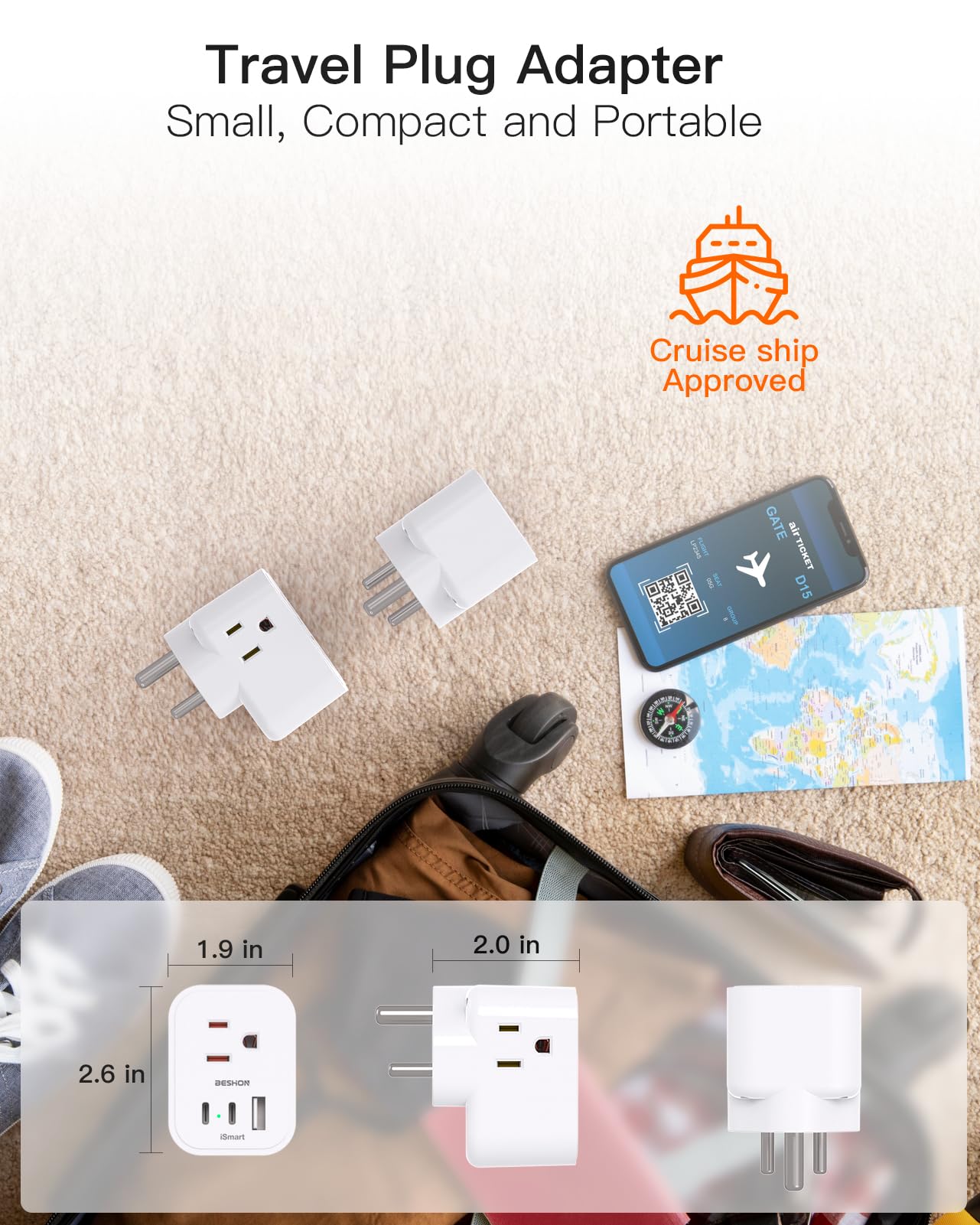 Snapklik.com : 2 Pack US To India Plug Adapter, Type D Travel Plug