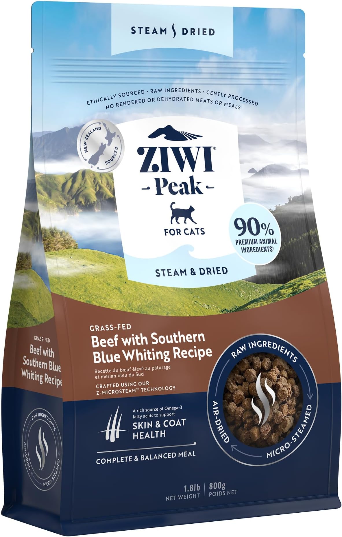 Amazon.com: ZIWI Peak Steam & Dried Cat Food – Beef with Southern Blue Whiting Fish Recipe ...
