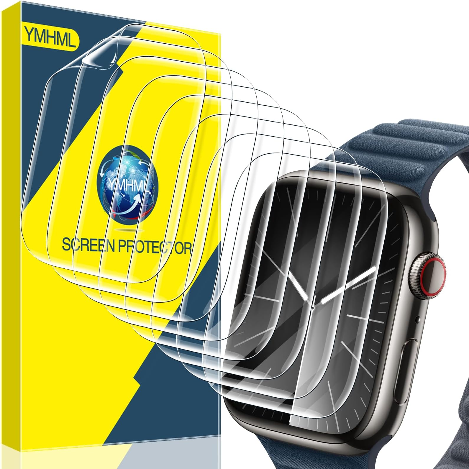 Amazon.com: UniqueMe 8 Pack for Apple Watch Screen Protector 45mm ...