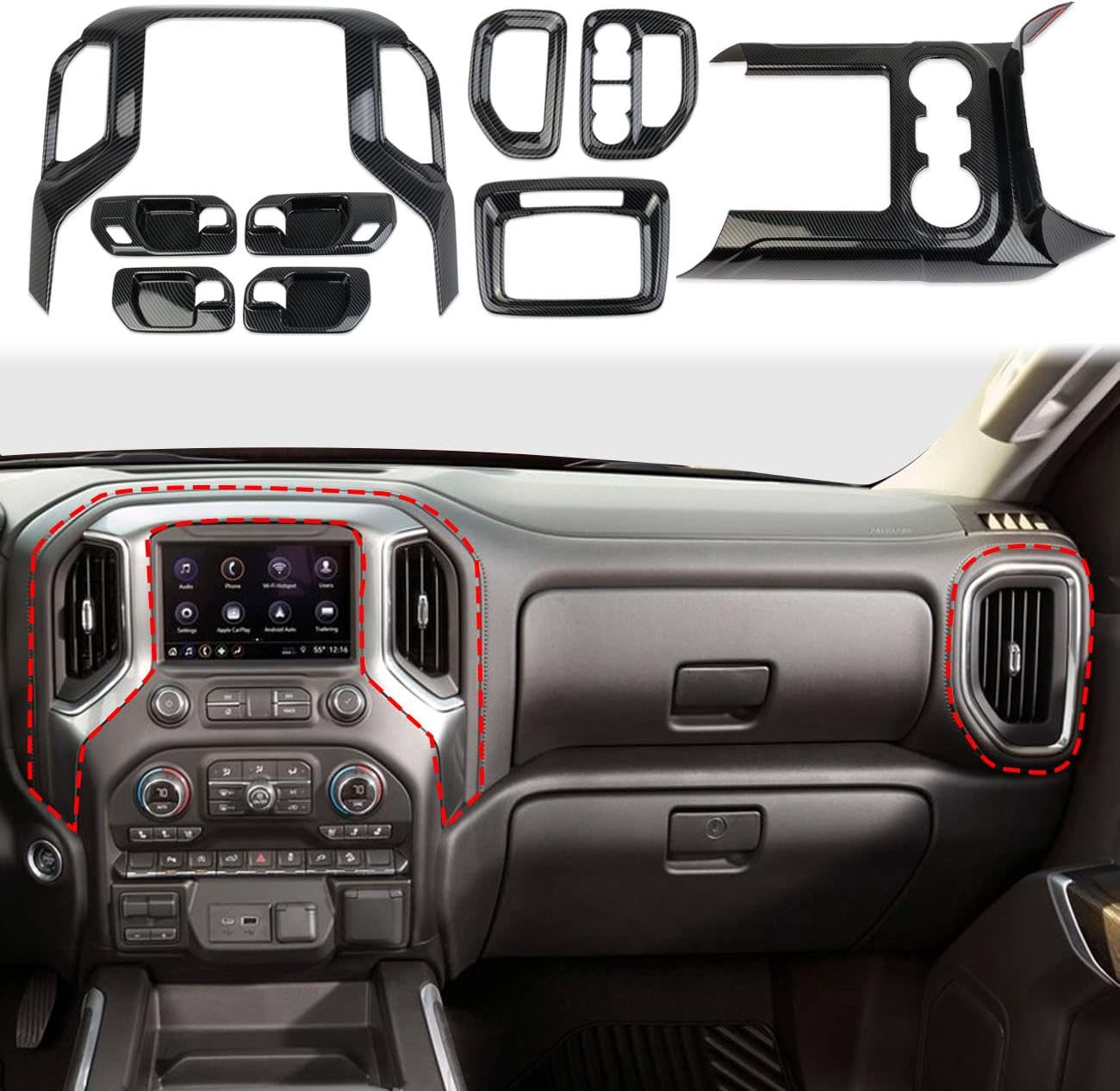 Amazon.com: Fewshaw Carbon Fiber Center Console Dashboard Kit Trim for ...