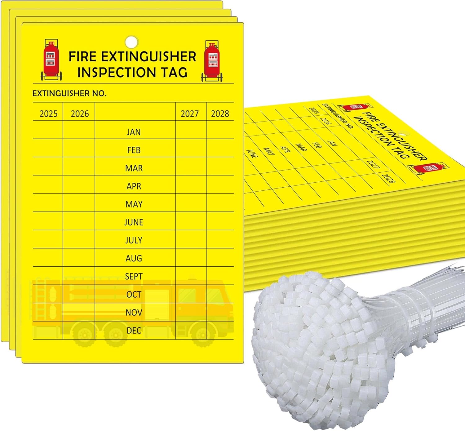 Amazon.com : Fire Extinguisher Tags with Wire Ties 30Pcs Monthly Fire ...
