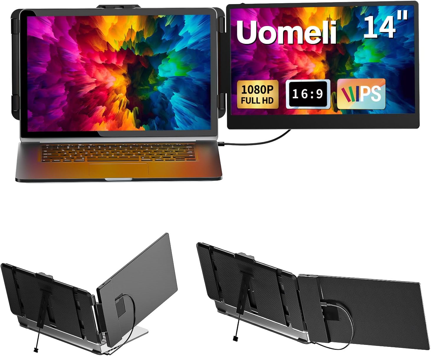 Uomeli Triple Écran Moniteur Portable - 14" FHD 1080p IPS Écran pc ...