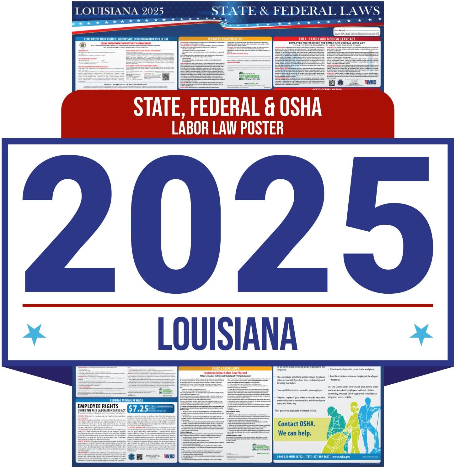 Amazon.com: 2025 Louisiana State and Federal Labor Law Poster - OSHA ...