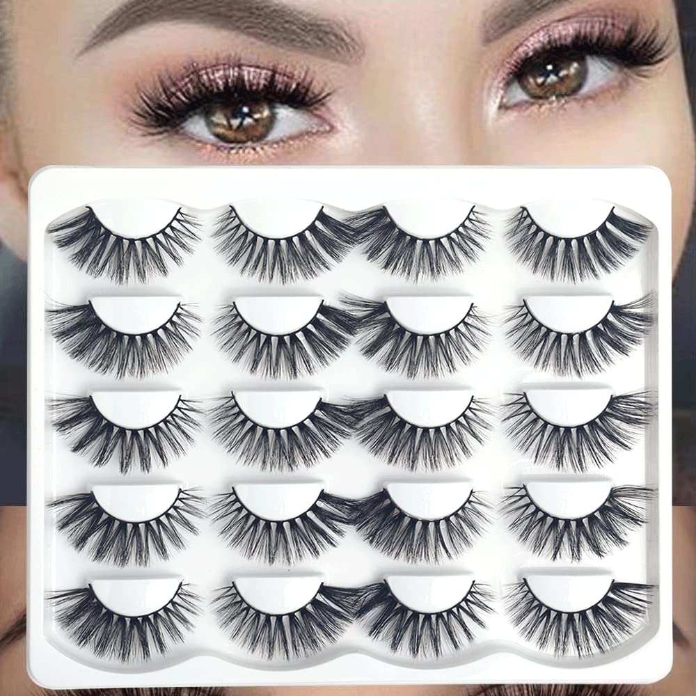 Amazon.com: False Eyelashes Russian Strip Lashes Manga Lashes 10 Pairs ...