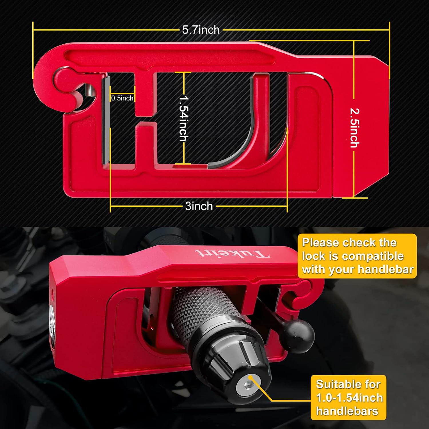 Buy Tukeirt Motorcycle Lock - Adjustable Anti Theft for Motorcycles ...