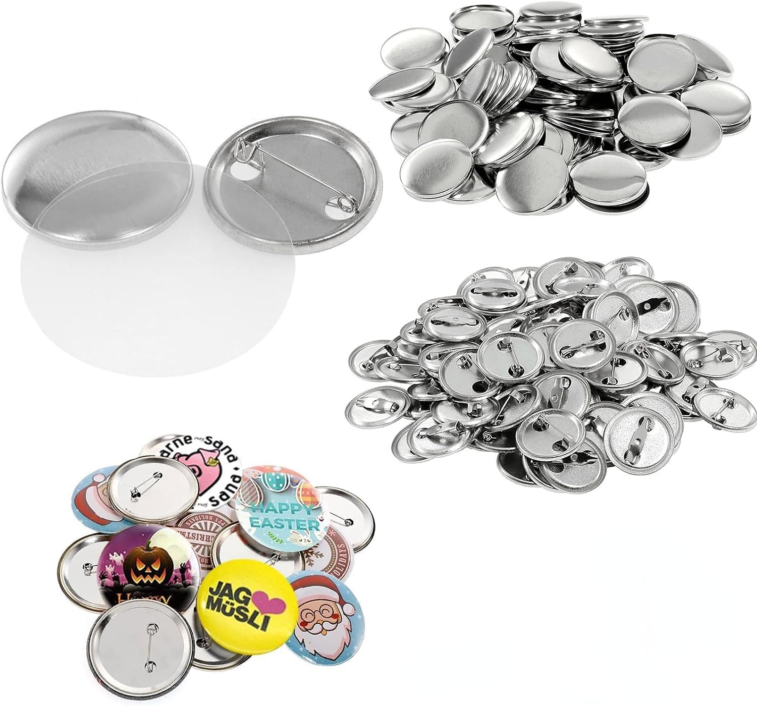 Amazon.com: Button Maker Supplies, 32mm 1.26 Inch Metal Blank Button ...