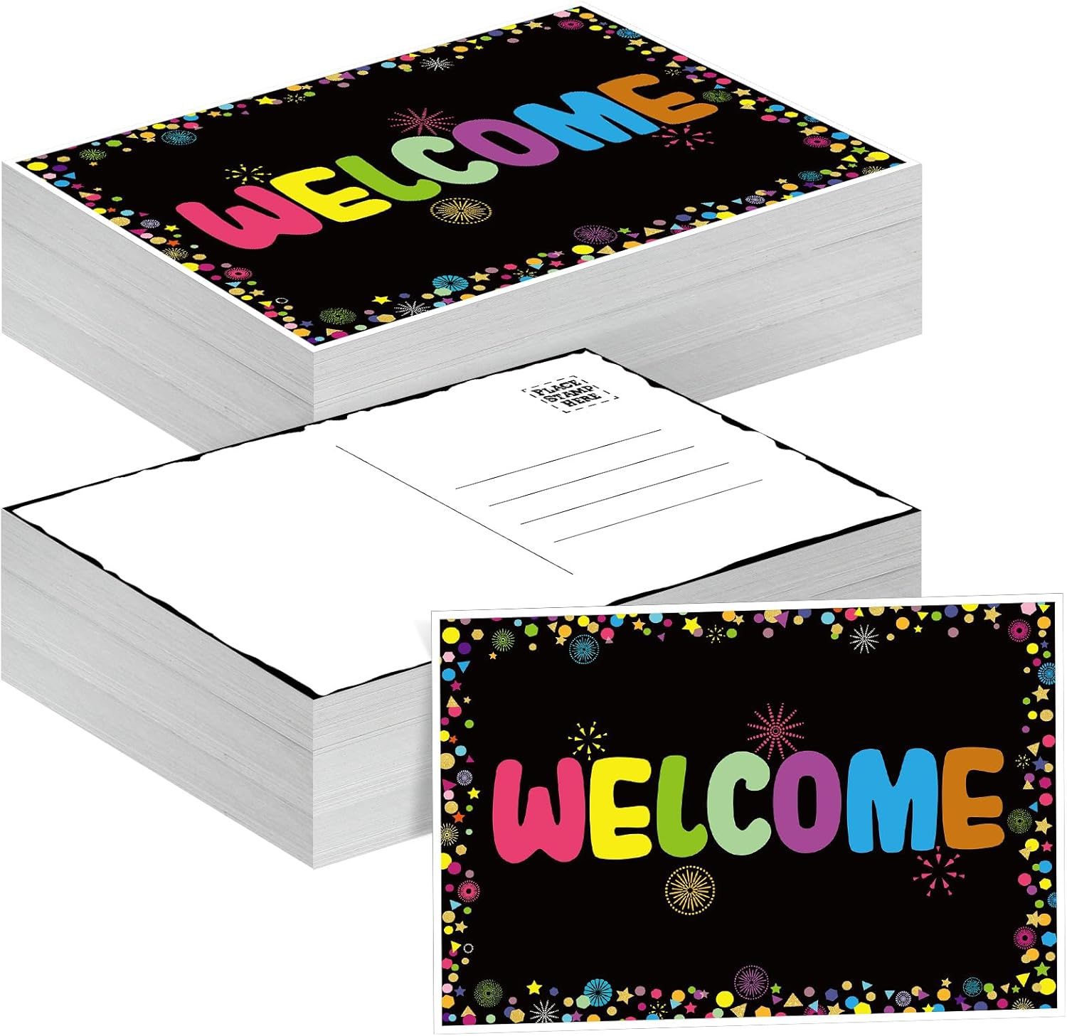 Amazon.com : Qeeenar 100 Pcs Welcome Postcards Stamps for Student Kids ...