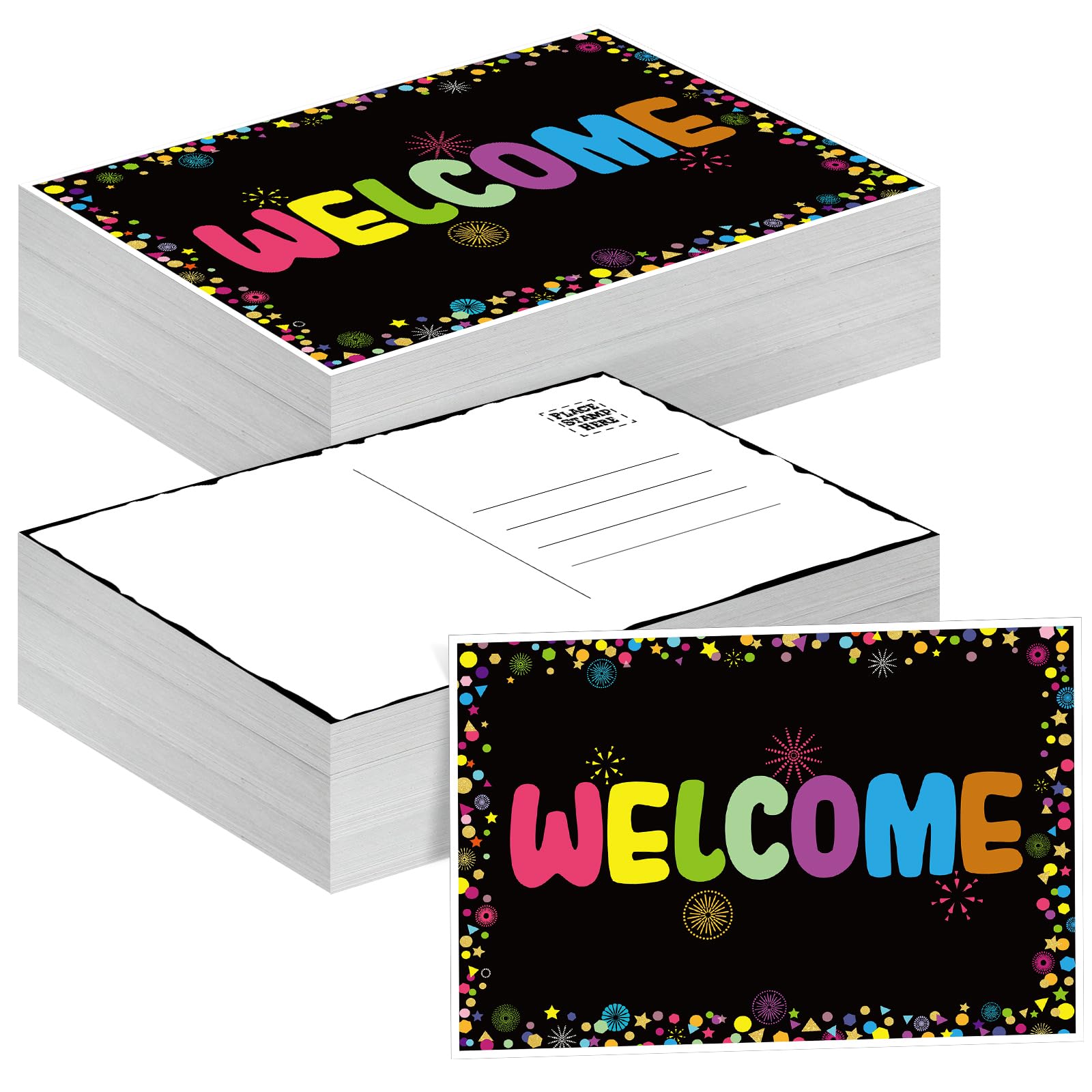 Amazon.com : Qeeenar 100 Pcs Welcome Postcards Stamps for Student Kids ...