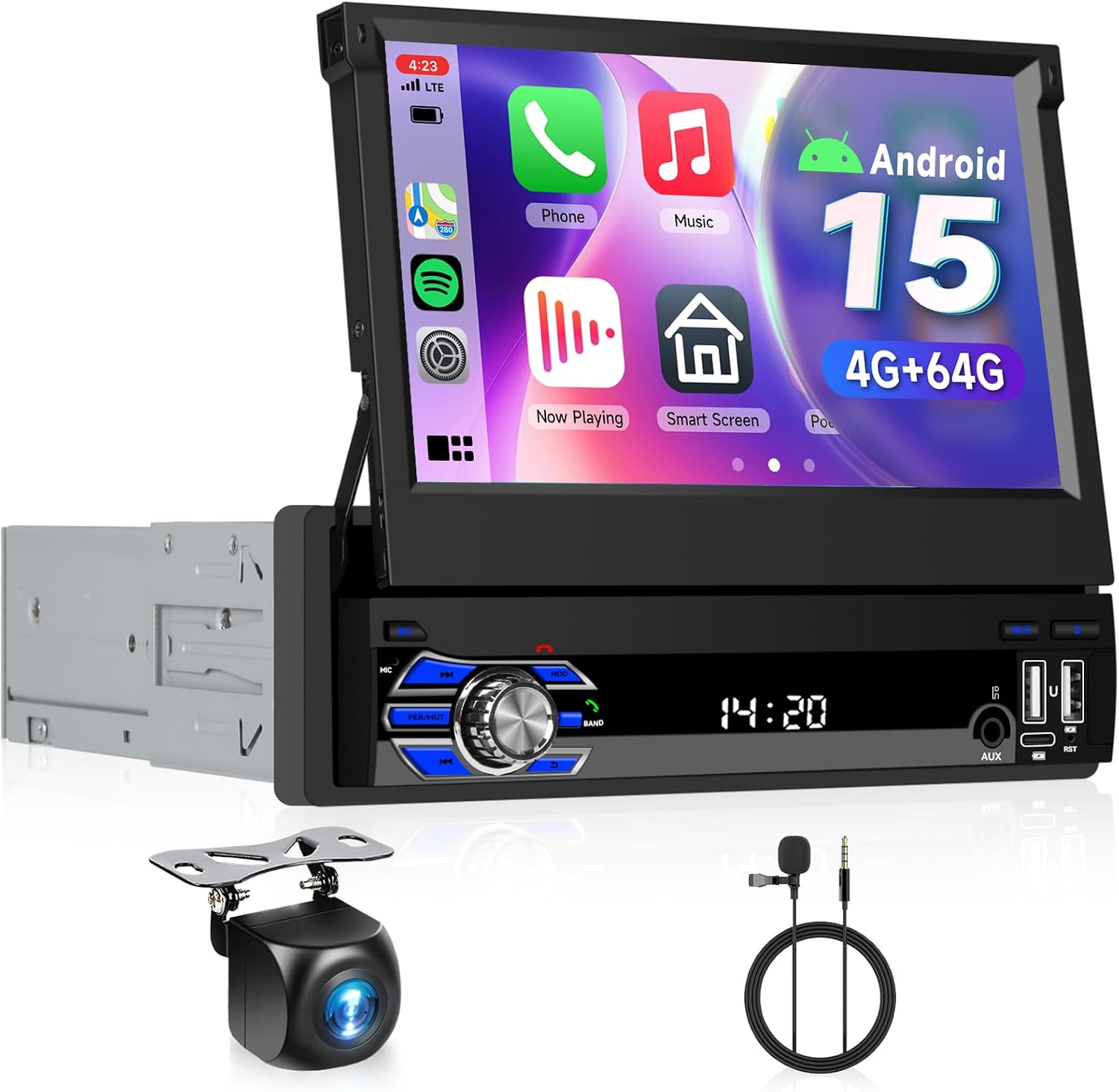 Amazon.com: 4G+64G Android Single Din Touch Screen Car Stereo with GPS ...