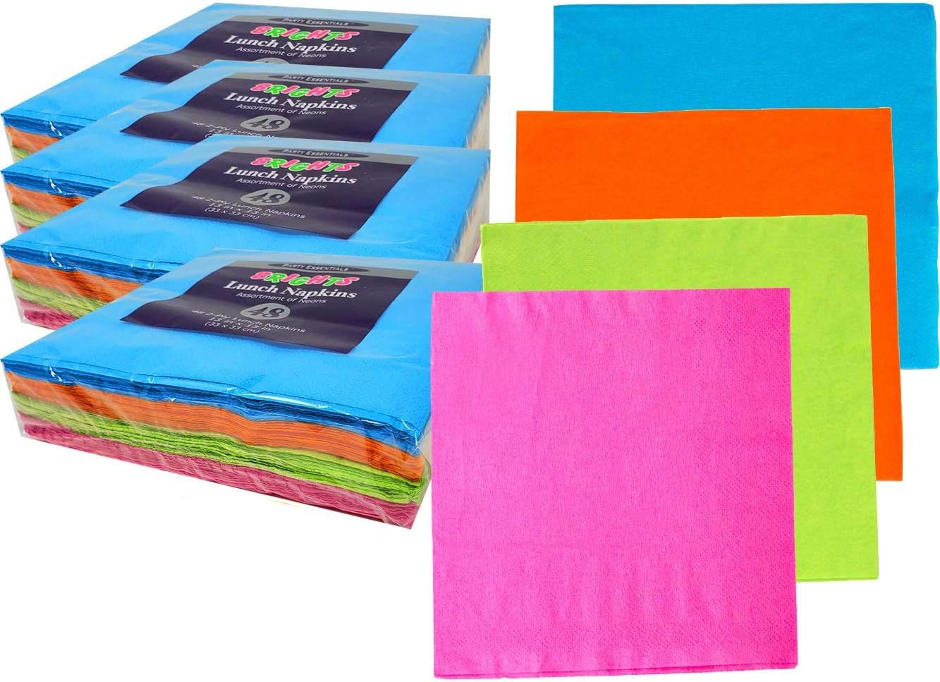 Amazon.com: Neon Color Colored Premium Napkins 13” x 13” 2 Ply for ...