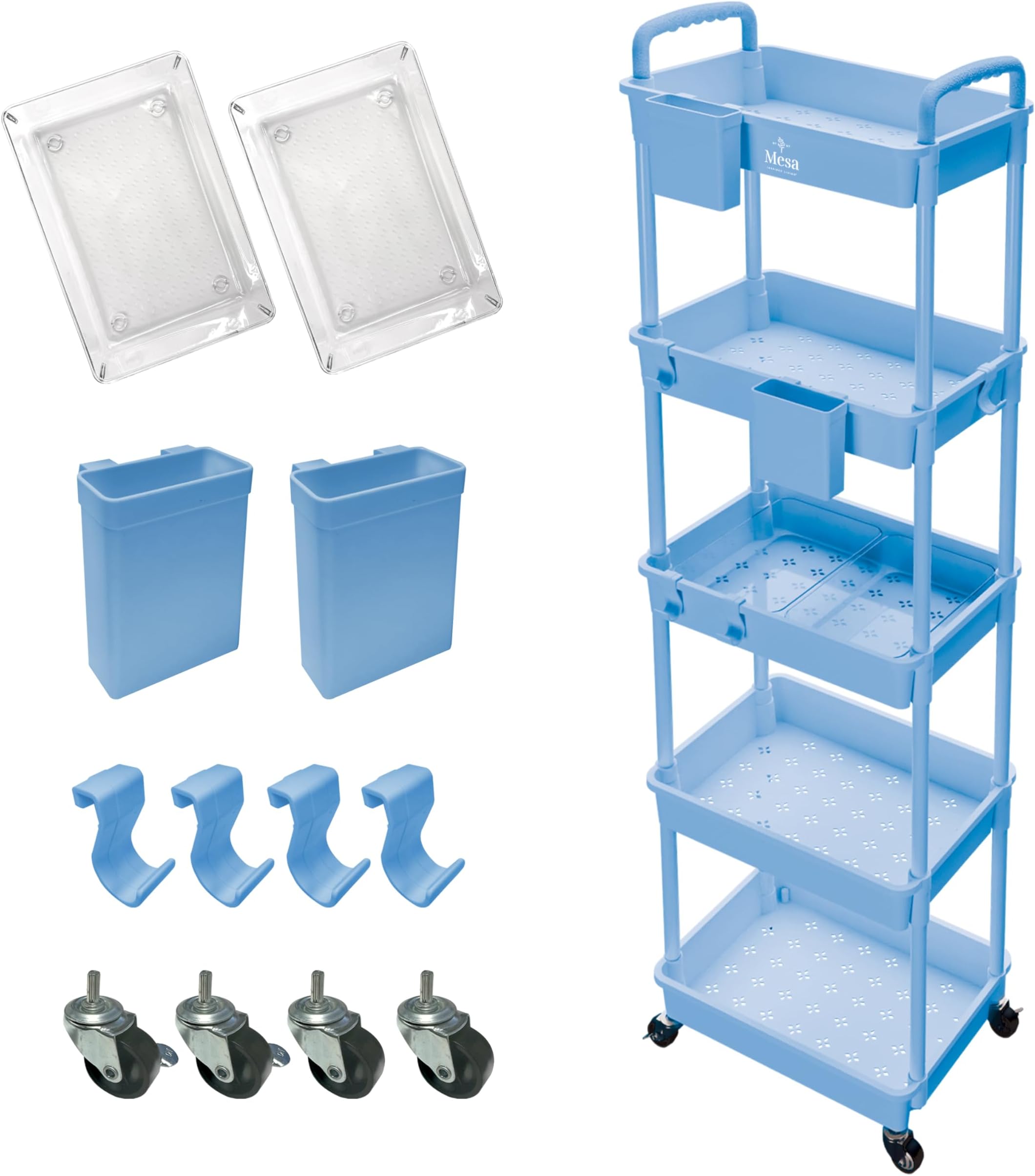 Amazon.com: Calmootey 4-Tier Rolling Utility Cart with Drawer ...