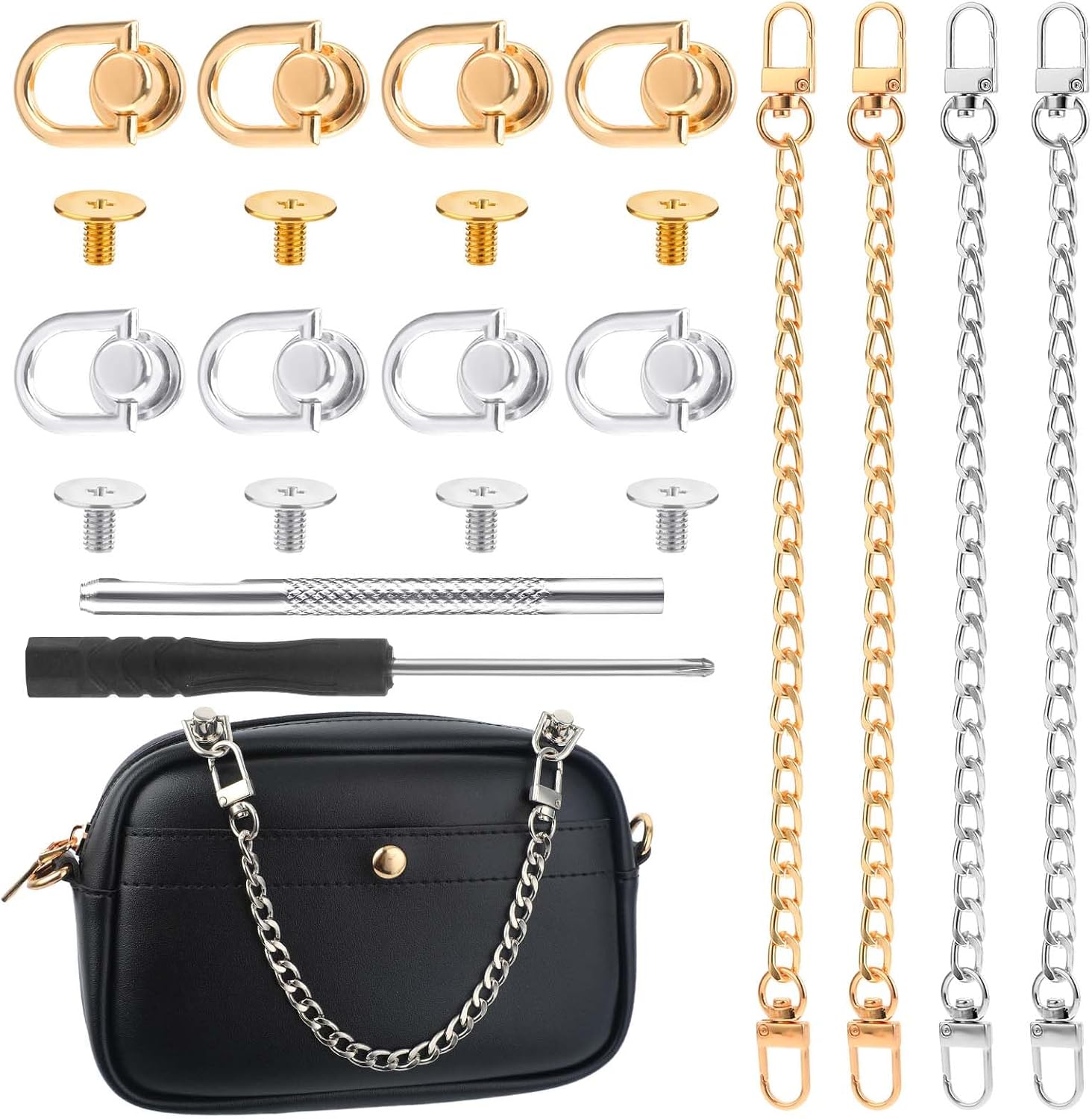 Amazon.com: 4 Pcs Flat Chain Belt Purse Chain Strap 10 Inch Purse Chain ...