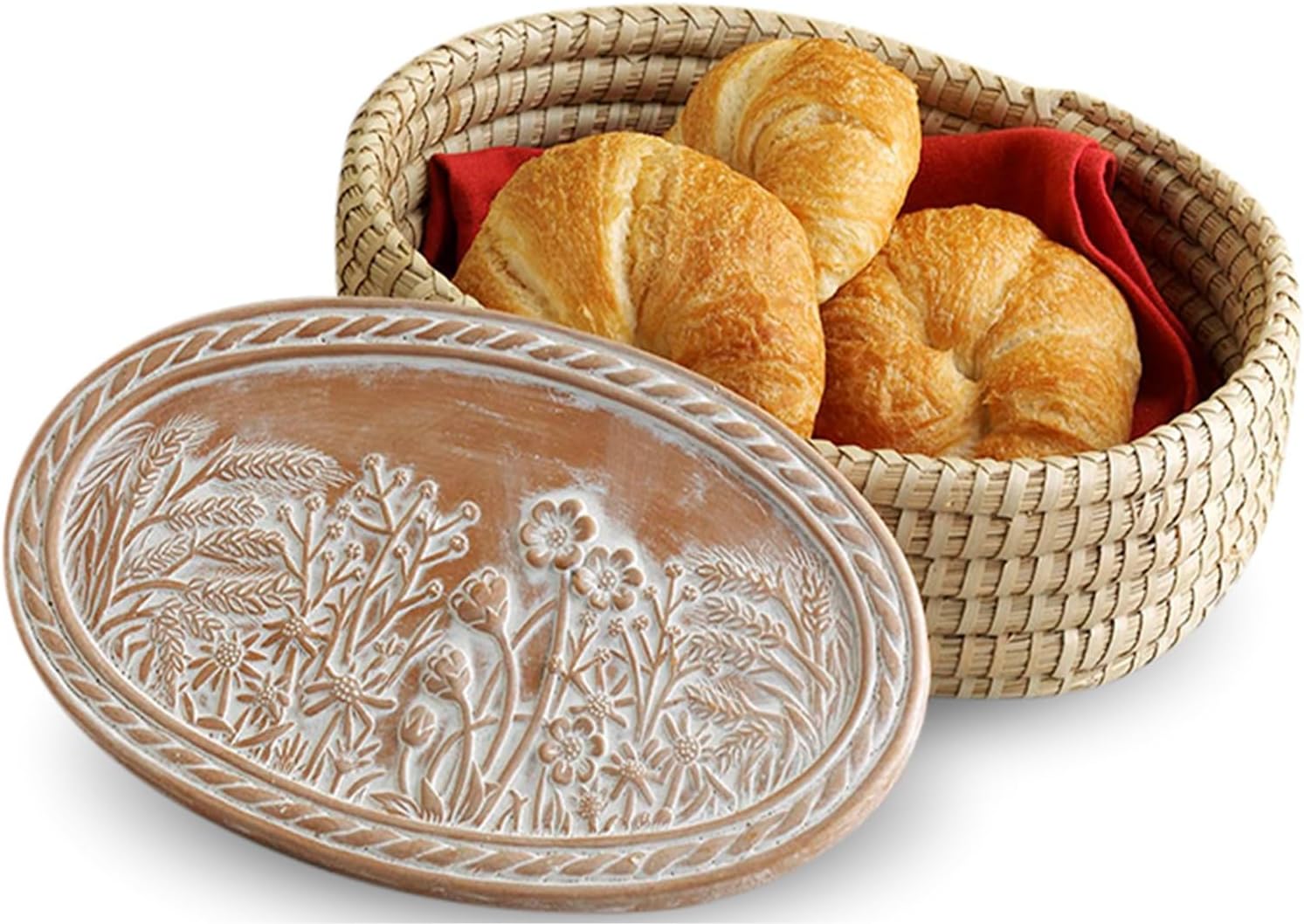 Amazon.com: Rattan Bread Baskets, 2 Pack, Oval Woven Baskets with ...