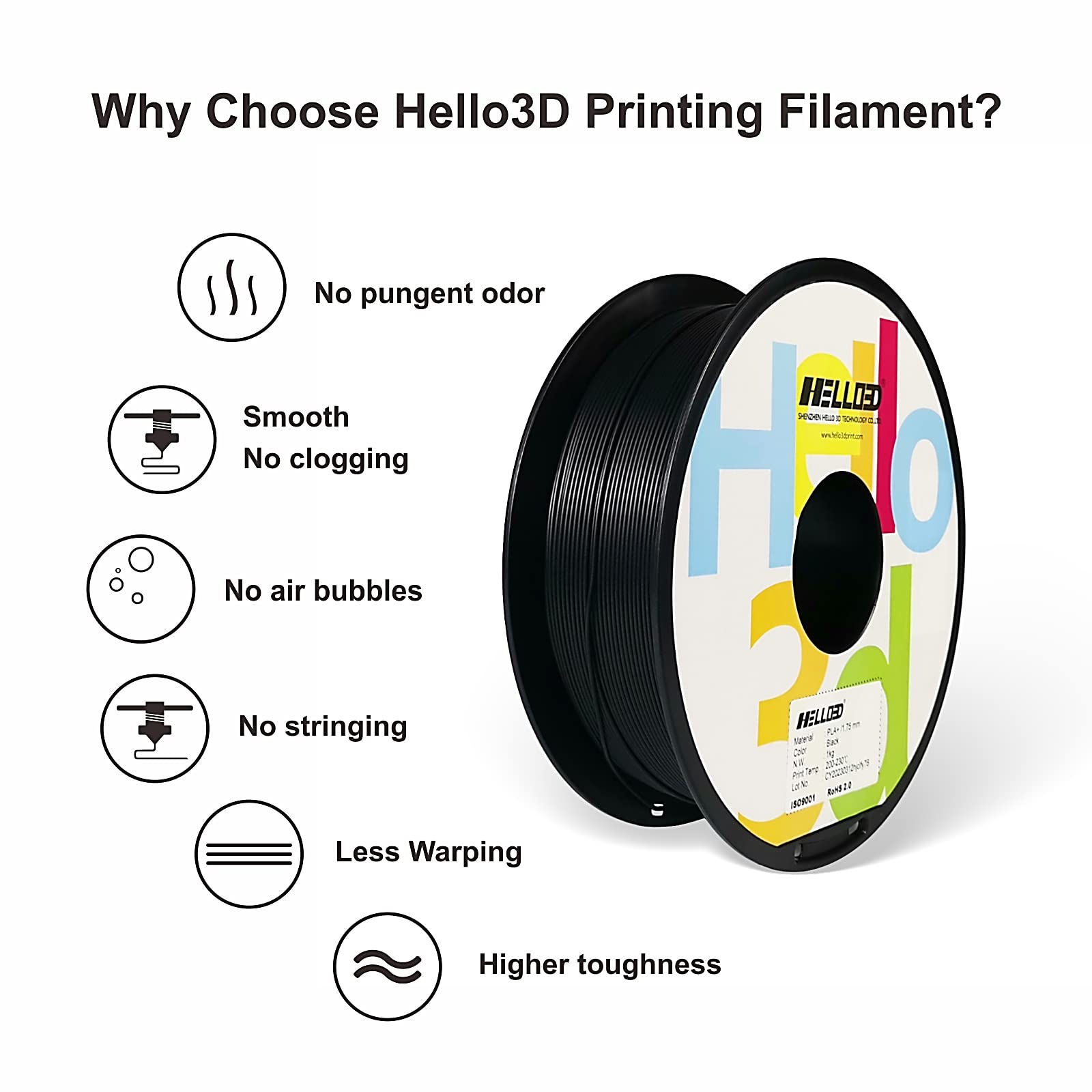Snapklik.com : HELLO3D 3D Printer Filament,PLA Filament 1.75mm, Dimensional Accuracy +/-0.05mm ...