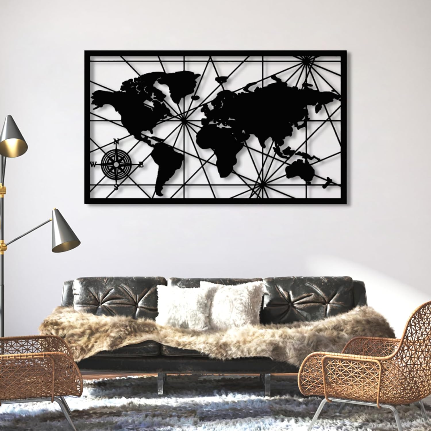 Amazon.com: Metal World Map Wall Decor, Metal World Map Wall Art ...