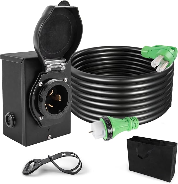 Amazon.com: 50 Amp Generator Extension Cord 25FT and Power Inlet Box ...