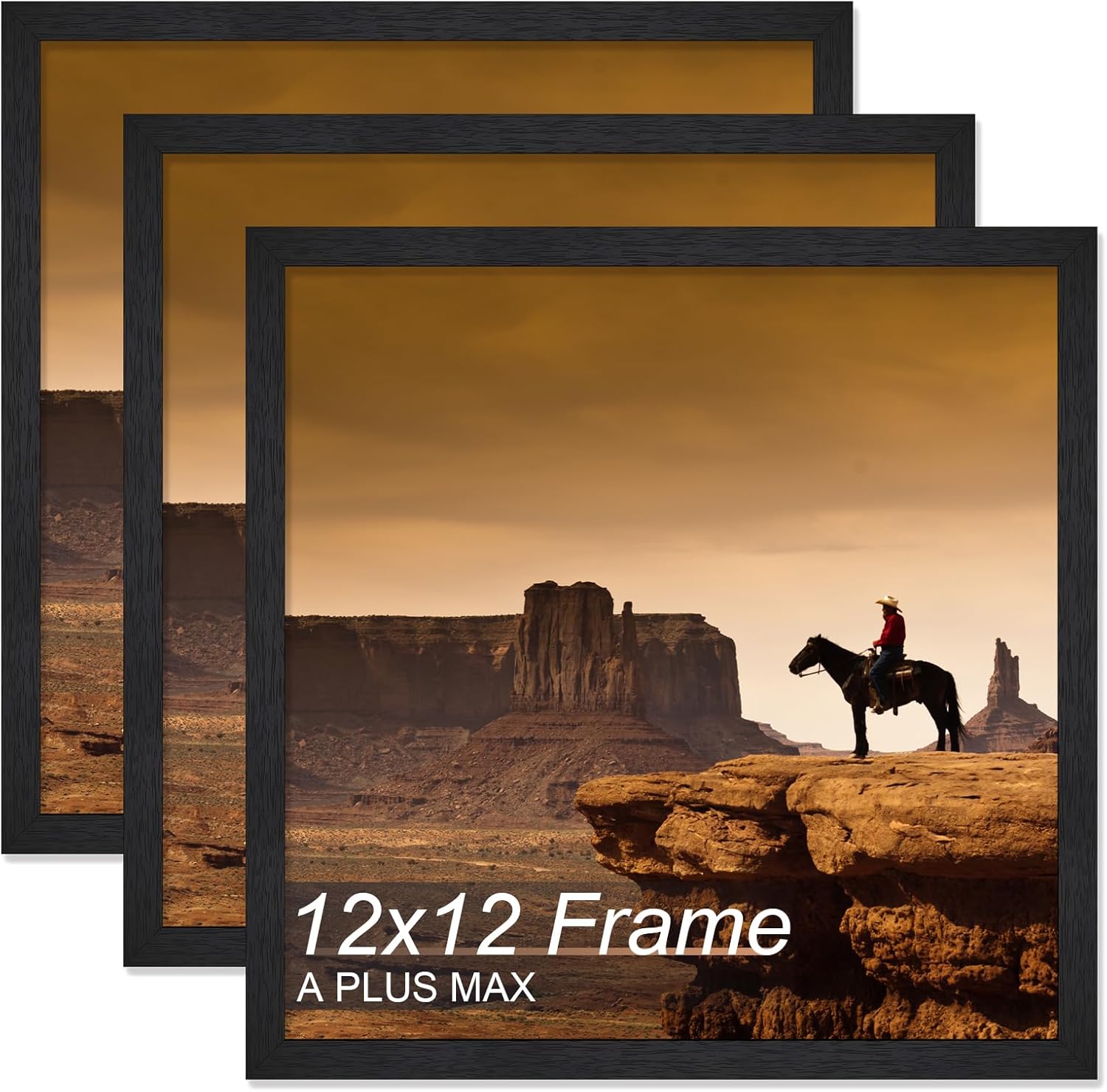 Amazon.com - A PLUS MAX Square 12x12 Frame Set of 3, Black Engineered ...
