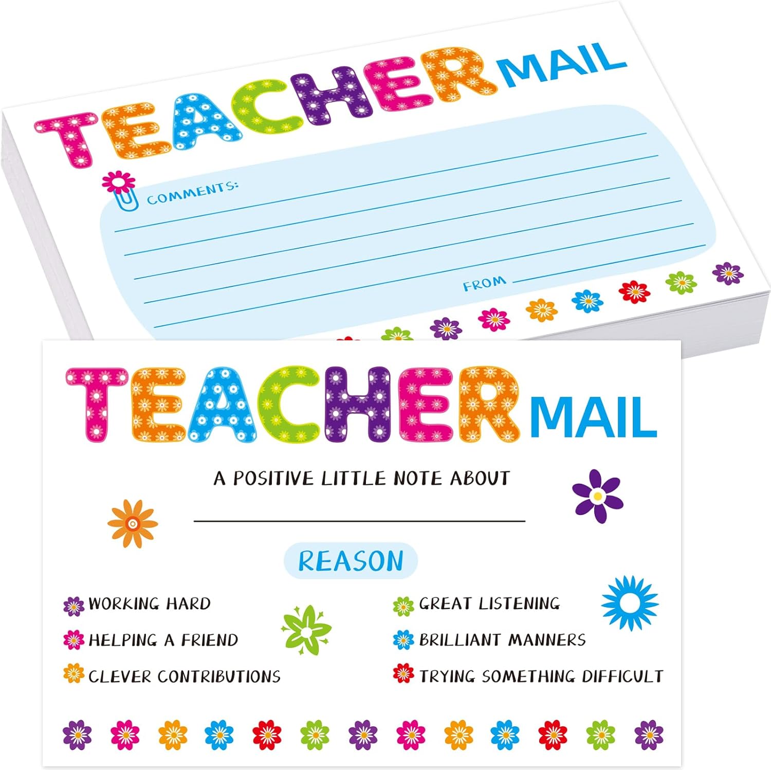 Amazon.com: ceiba tree 50Pcs Teacher Mail Notes to Parents Brag Cards ...
