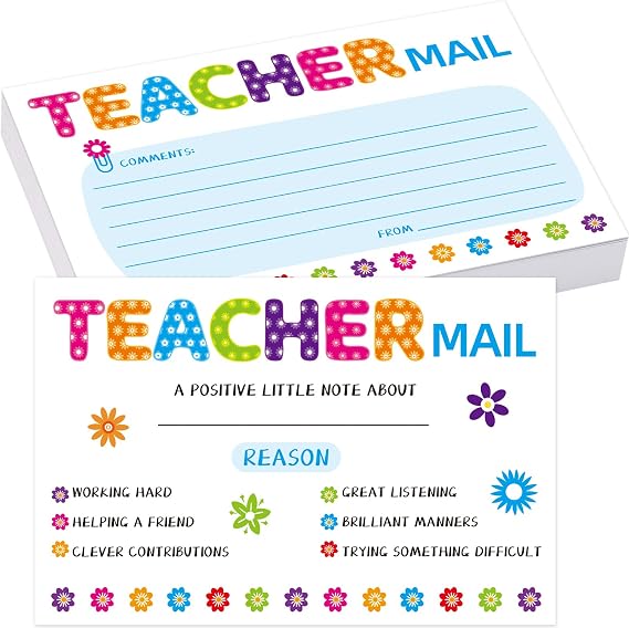 Amazon.com: ceiba tree 50Pcs Teacher Mail Notes to Parents Brag Cards ...