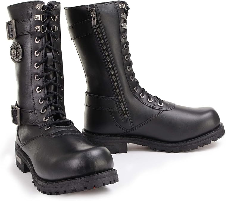 Amazon.com: Xelement X19409 Men's Black Fury 12-Inch Leather LaceUp ...