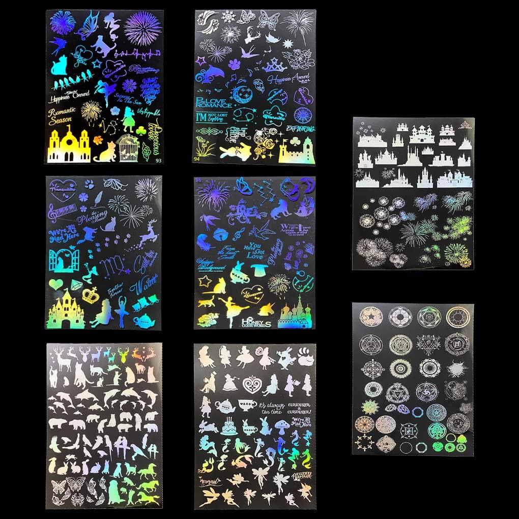 Amazon.com: FineInno 8 Sheet Shiny Holographic Stickers Castle Animal ...
