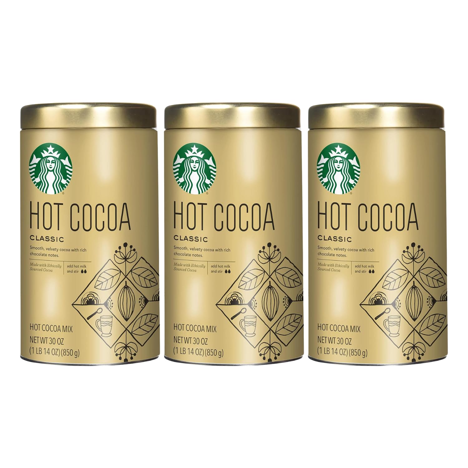 Amazon.com : Starbucks Classic Hot Cocoa Mix (30 Ounce (Pack of 3 ...