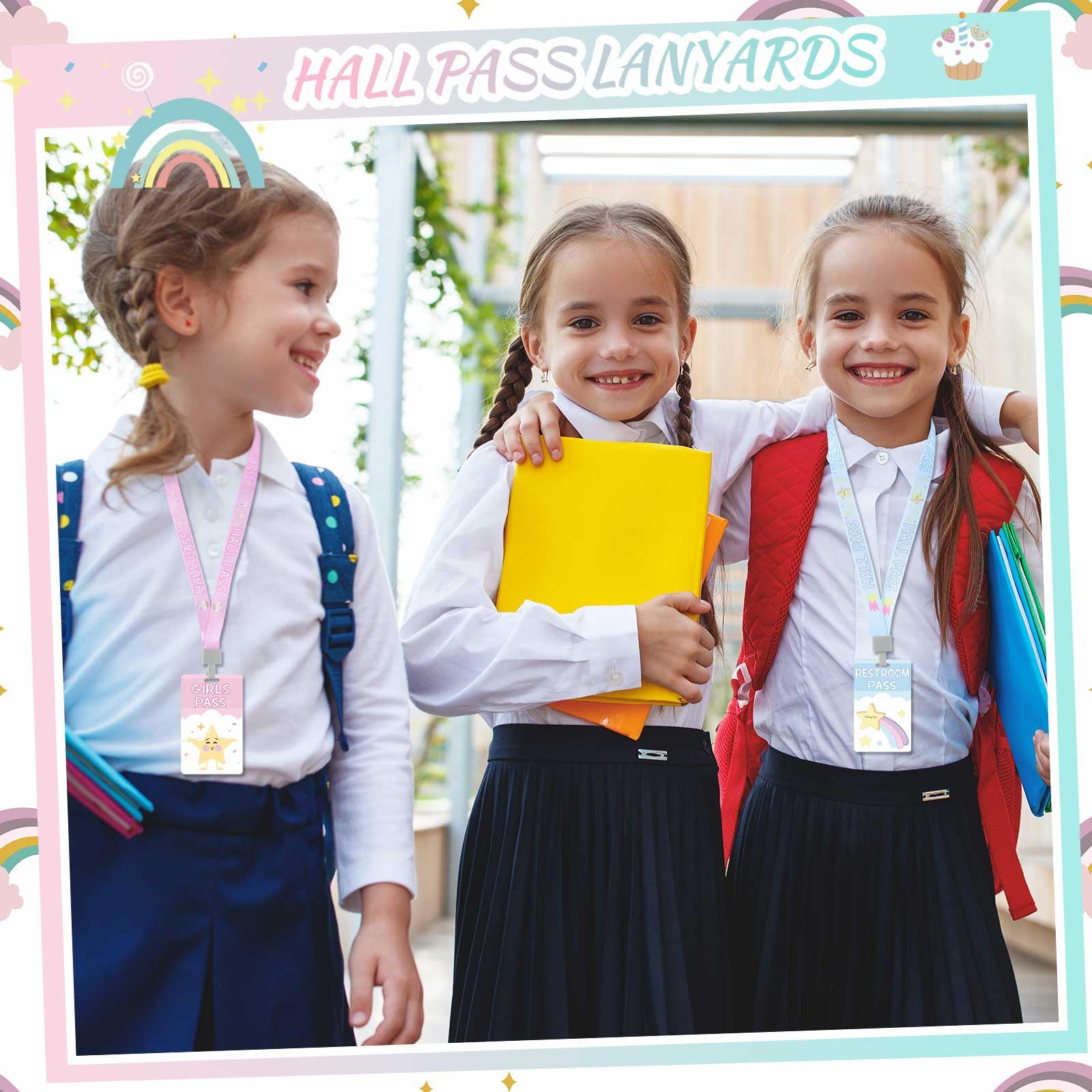 Snapklik.com : 8 Set PVC Hall Pass Lanyards Pastel Unbreakable Hall ...