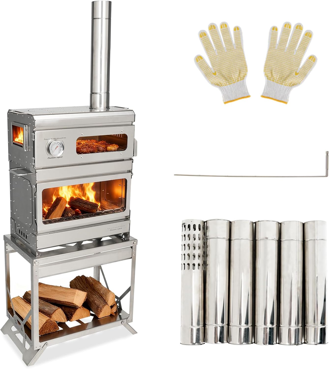 Amazon.com: Wood Burning Stove with Oven and Rack - Camping Tent Stove ...