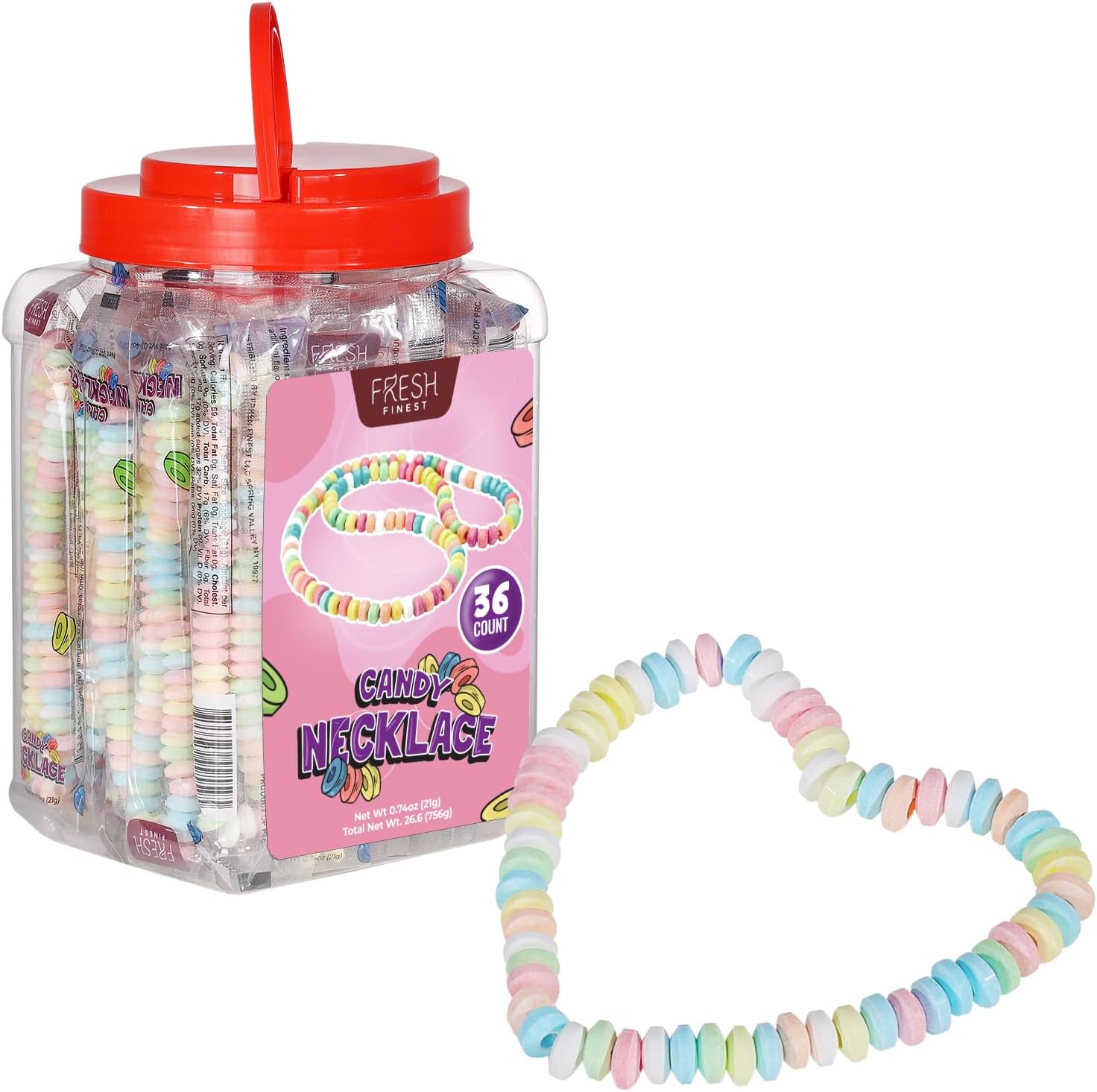 Amazon.com : Fresh Finest 36-Count Bulk Candy Necklace - Individually ...