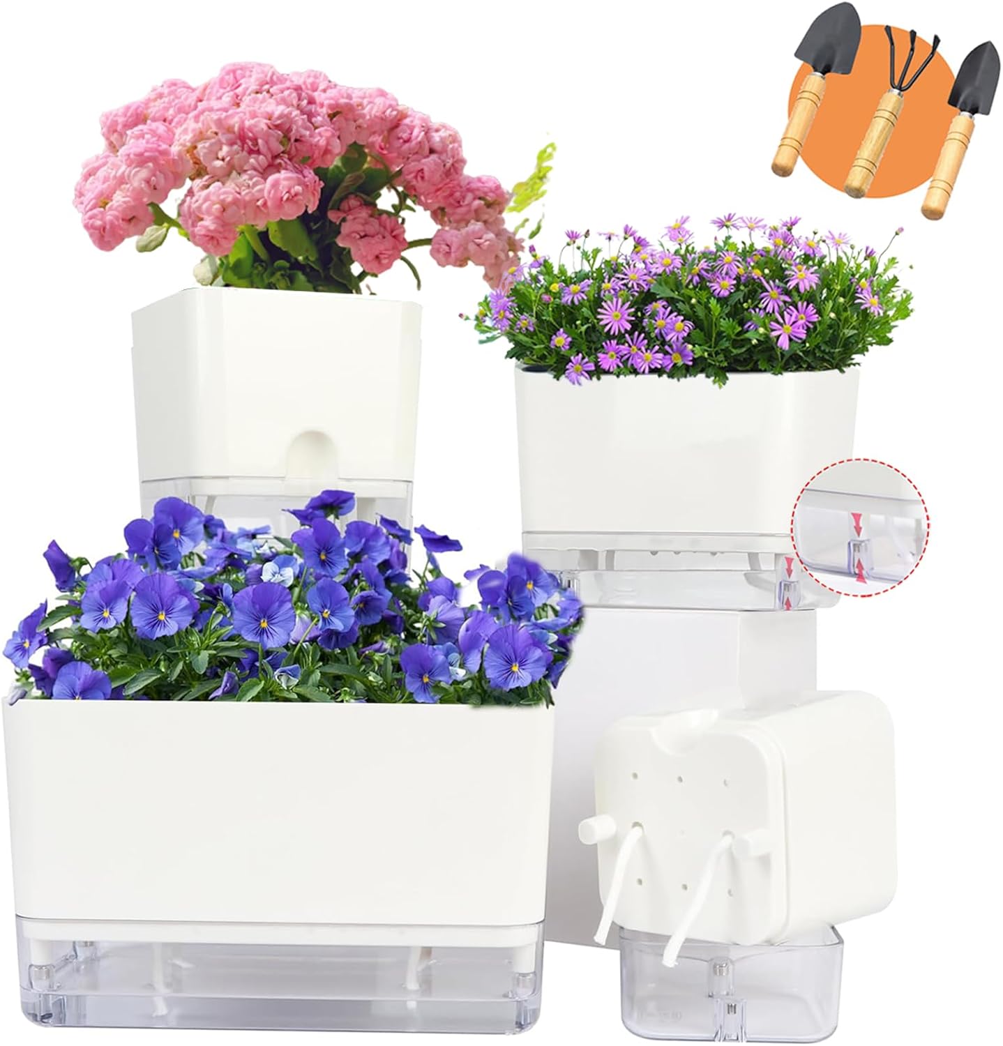 Amazon.com: FellDen Self Watering Planters for Indoor Plants, 4 Pack ...