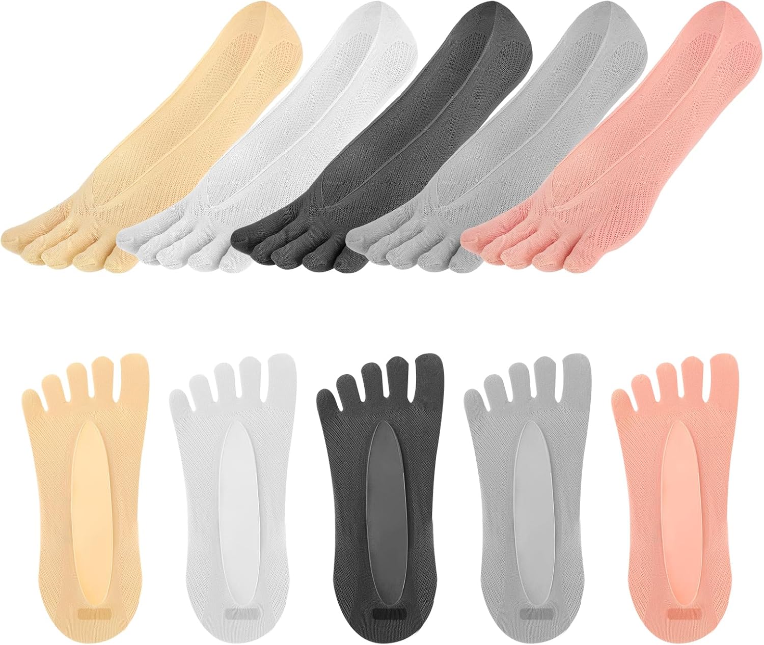 Amazon.com: Hariendny 5 Pairs Toe Socks No Show Low Cut Toe Socks Women ...