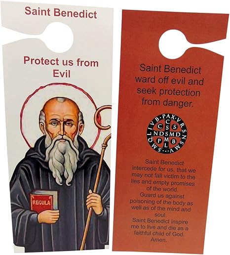 Amazon.com: St Benedict Door Hanger for Home Protection Saint Prayer ...