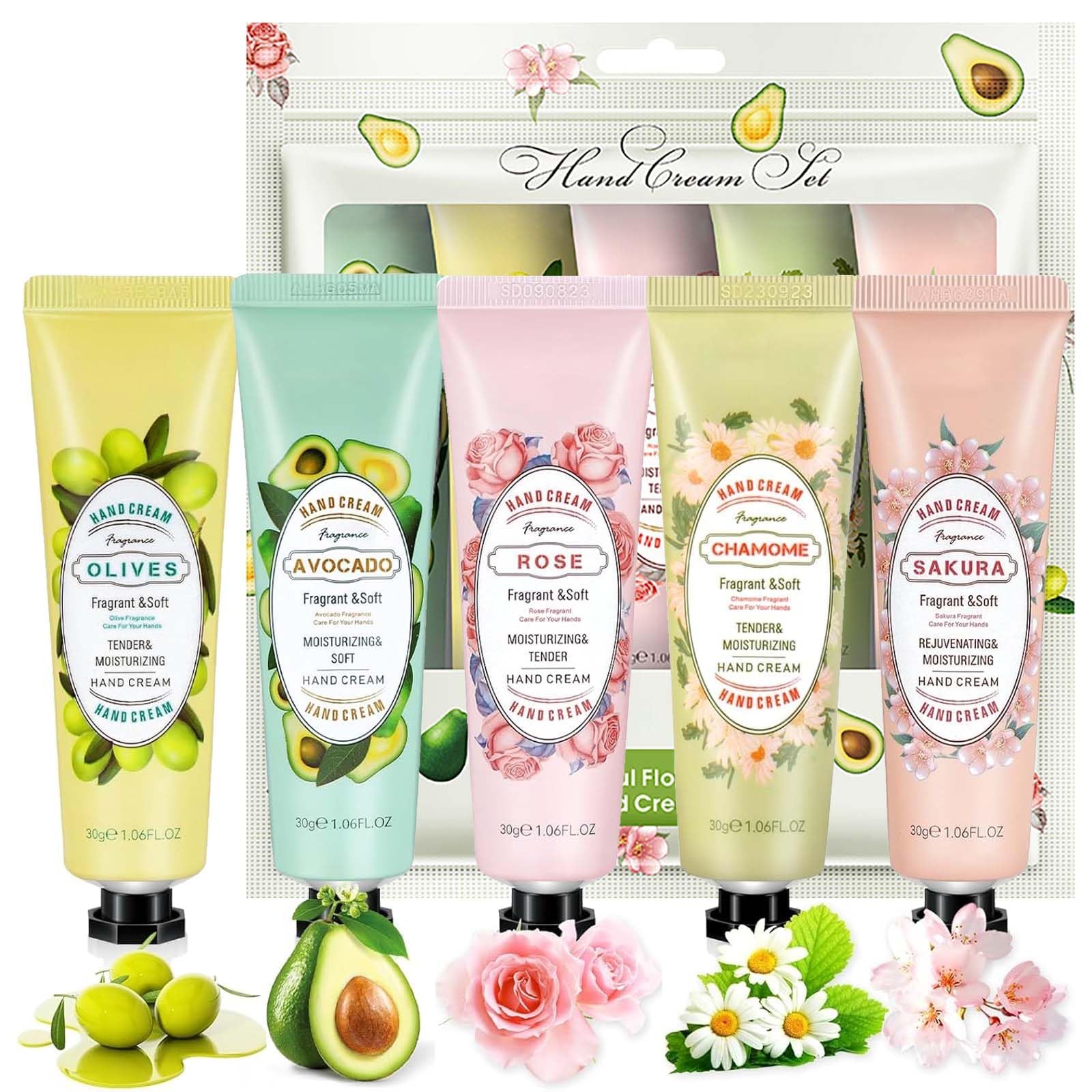 5 Pack Plant Fragrance Hand Cream Gift Set for Very Dry Hands - Non ...