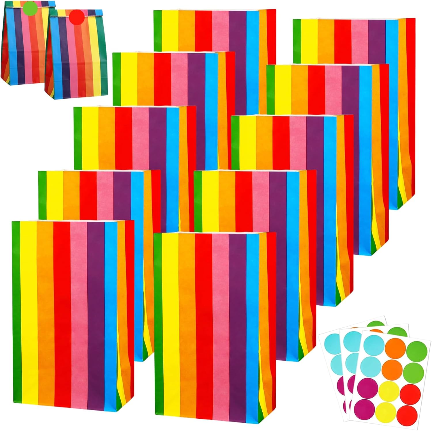 30pcs Rainbow Gift Bags - Paper Party Bags for Kids, Adults & Small ...