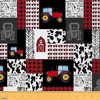 Amazon.com: Tractor Fabric by The Yard for Boys Girls Cartoon Farm ...
