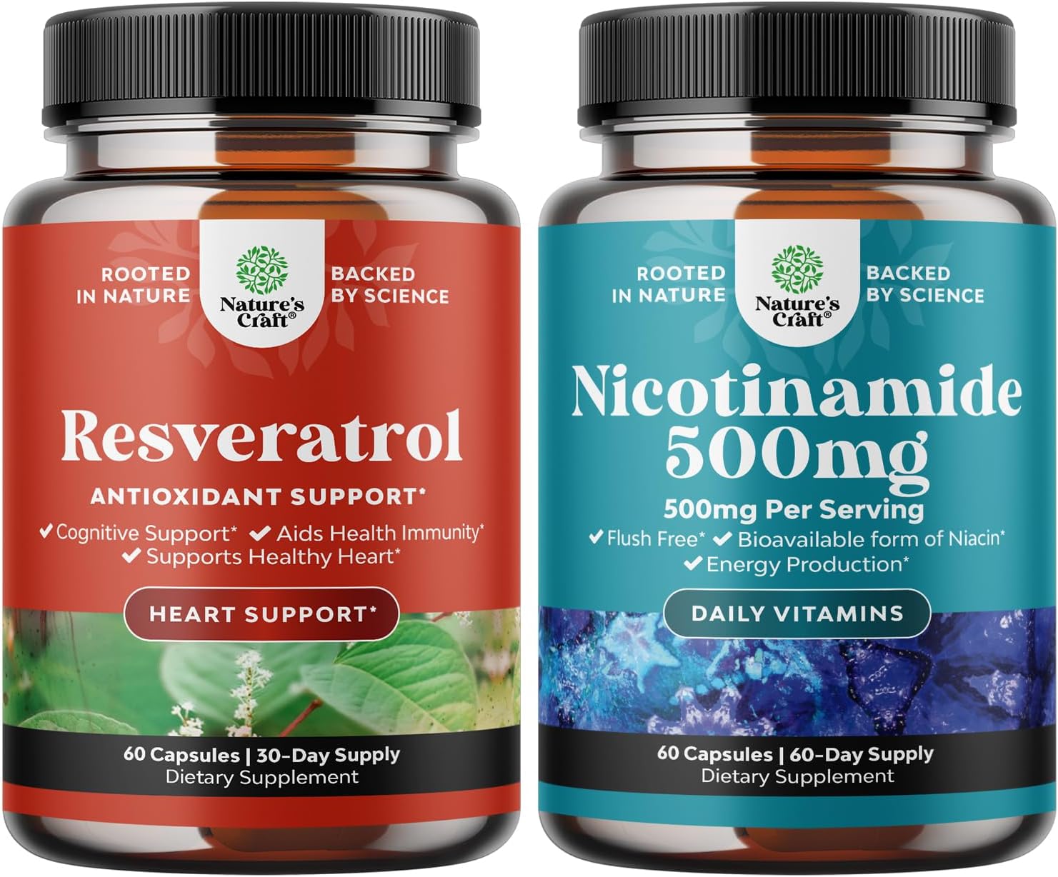 Amazon.com: Paquete de suplemento de resveratrol trans juvenil y cápsulas de vitamina B3 ...
