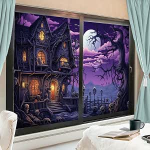 Amazon.com: SOPIYRIO Rustic Nightscape Castle Stained Glass Window Film ...