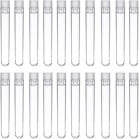 50 Pieces Clear Plastic Test Tubes 12 by 75 mm with Push Caps, 5 ml ...