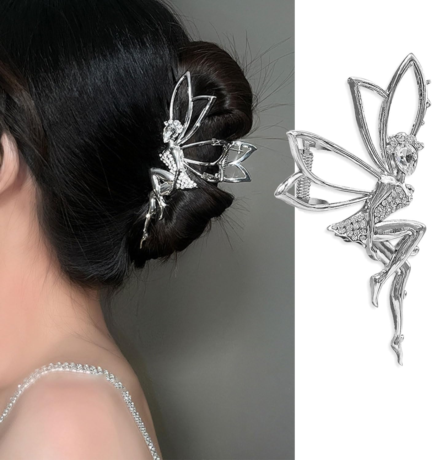 Amazon.com : Saliyaa Hair Clip, White Acrylic Mrs Hair Clip with Double ...