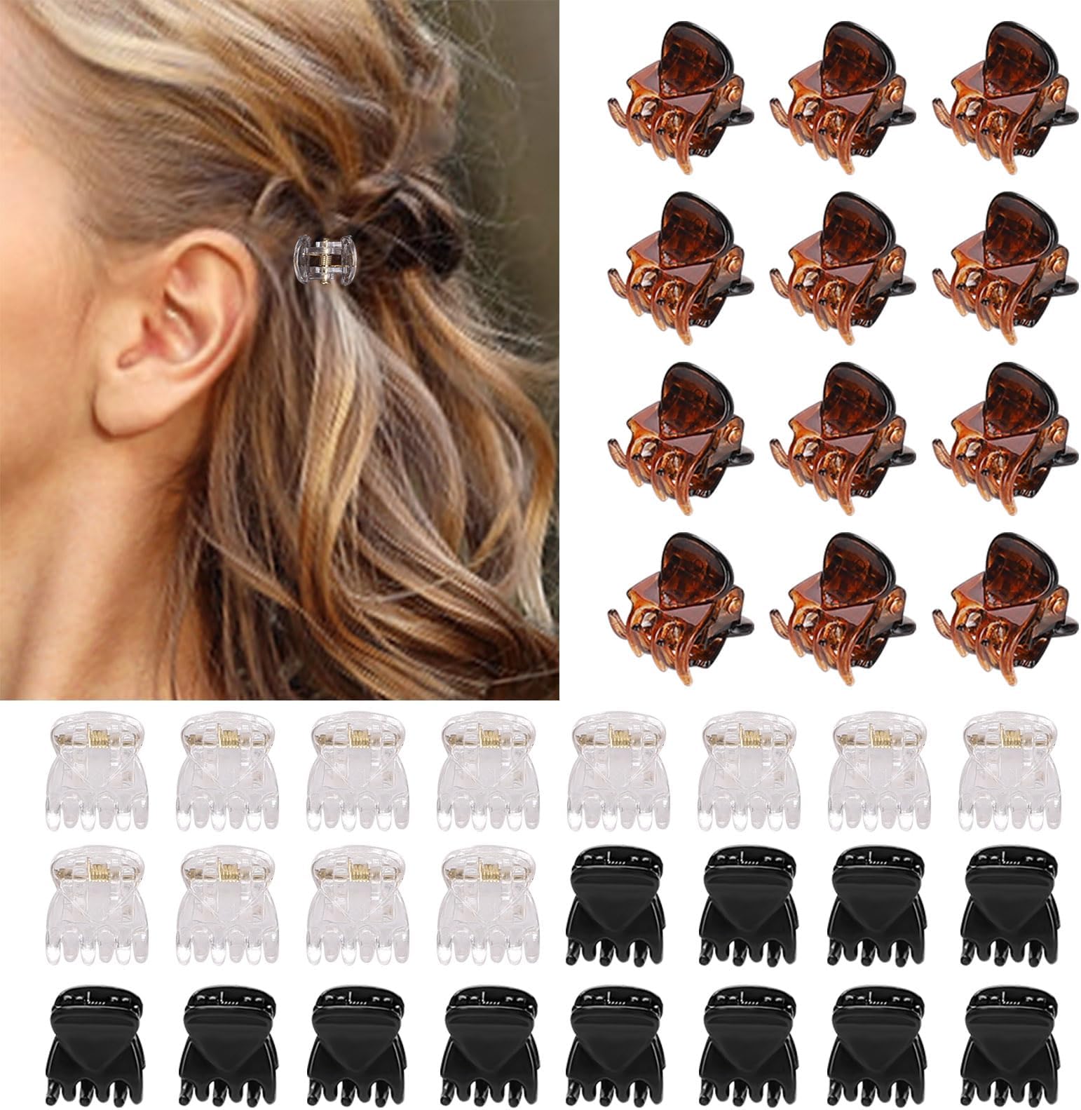 Amazon.com : Semjikoy 36 Pcs Mini Hair Clips Small Jaw Clips Suitable ...