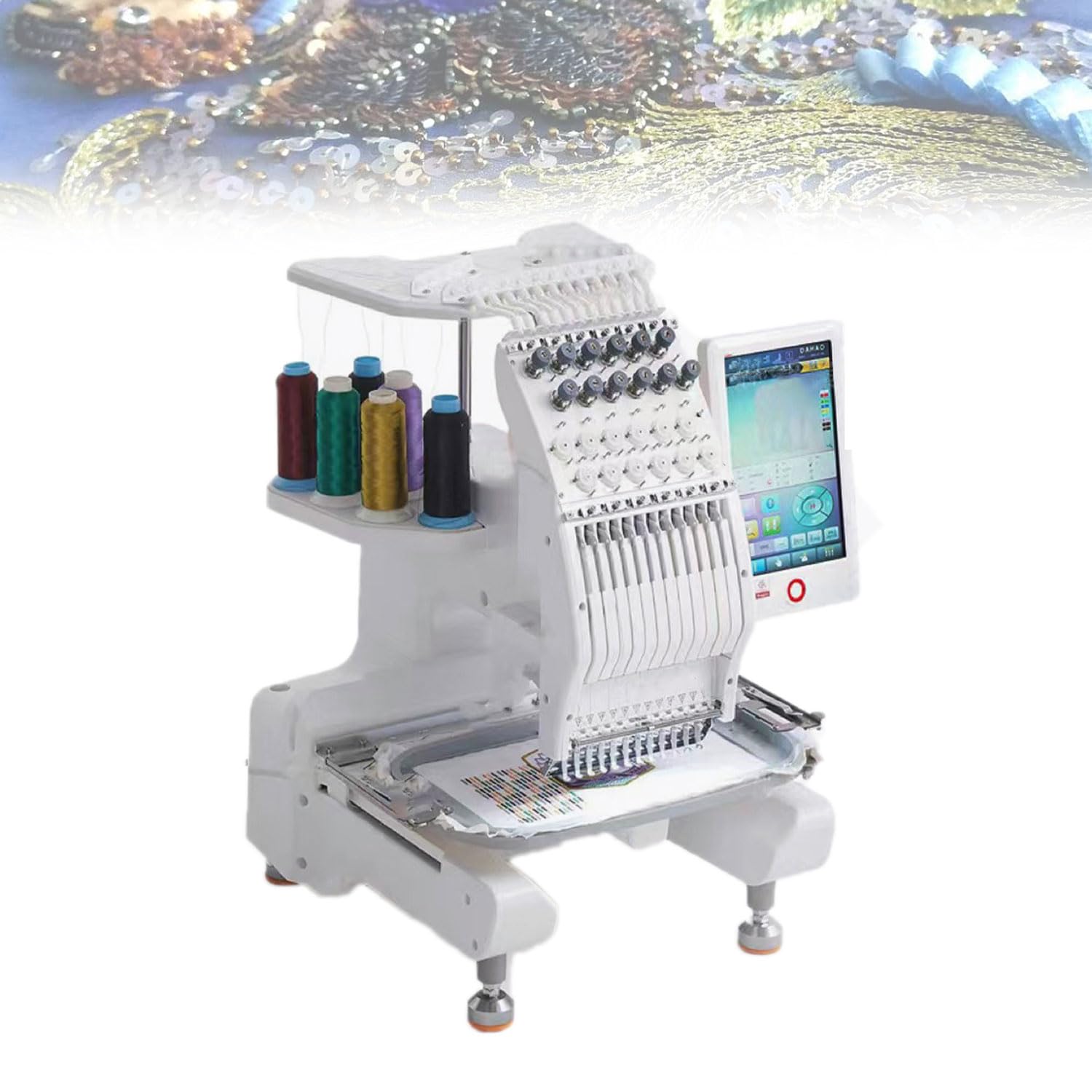 12 Needles Embroidery Machine, 500 Pattern Quantity Automatic Sewing ...