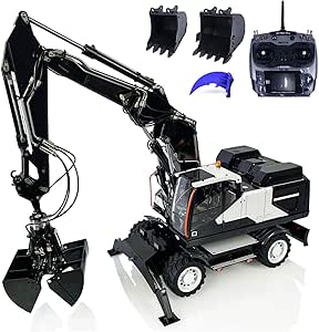 Amazon.com: Metal 1/14 RC Hydraulic Excavator EC380 3-Arms Wheeled ...
