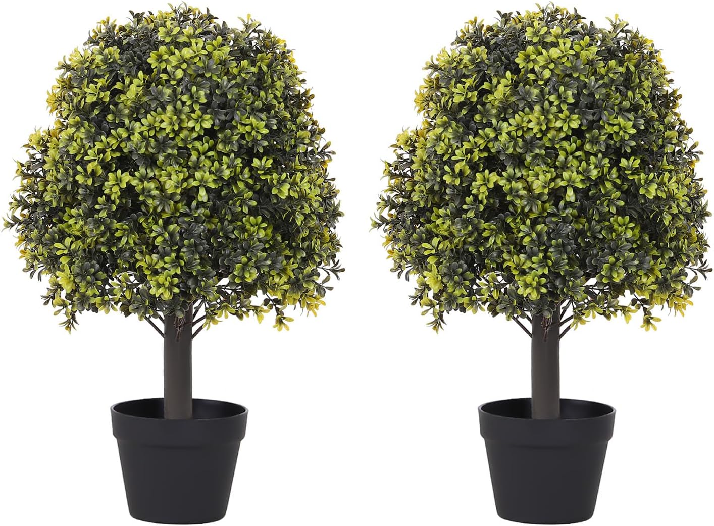2ft Artificial Boxwood Plants Outdoor Set of 2 Pack, 24 Inch Faux ...