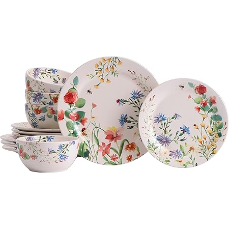 Amazon.com | Bico Summer Provence Ceramic 12 pcs Dinnerware Set ...