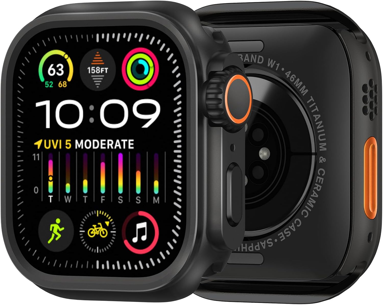 amBand Compatible with Apple Watch Series 10 46mm, W1 Rugged Bumper ...