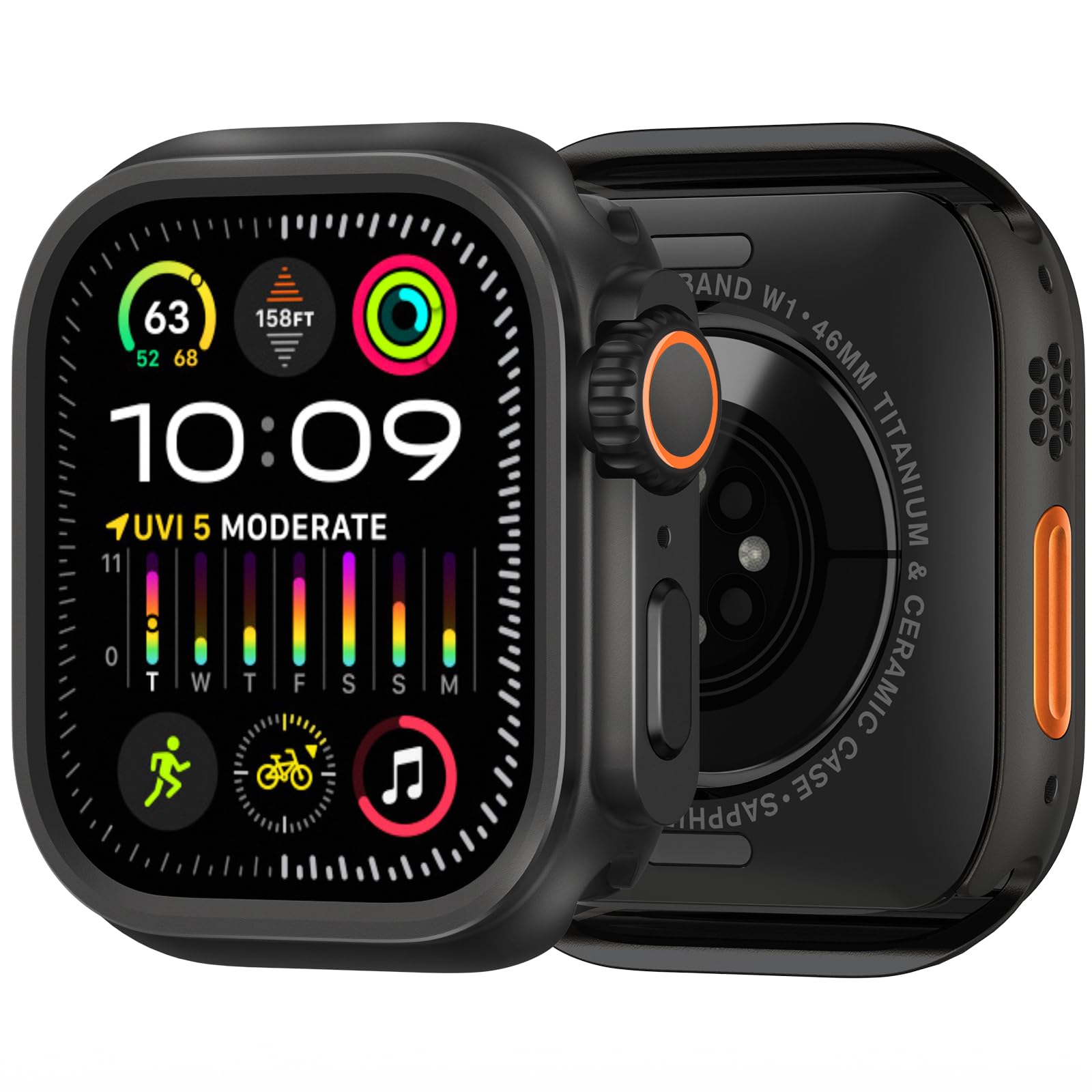 amBand Compatible with Apple Watch Series 10 46mm, W1 Rugged Bumper ...