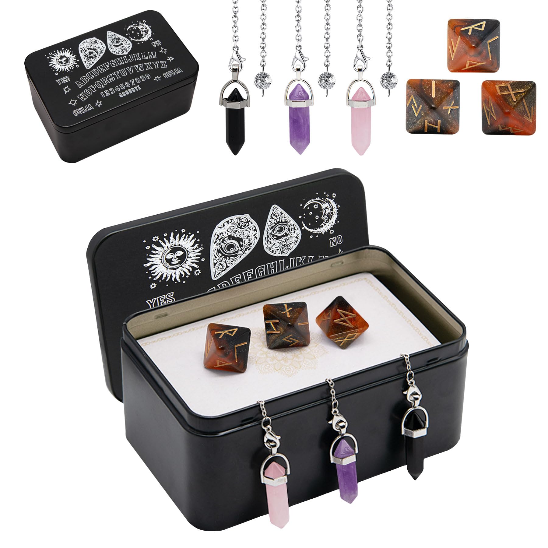 Snapklik.com : Knana 7Pcs Tarot Card Box, Metal Tarot Card Hoder Box