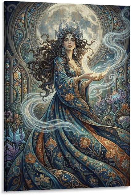 GPMNBCXZK Art Nouveau deesse lunaire Tableau Toile, Déco Couloir Maison ...